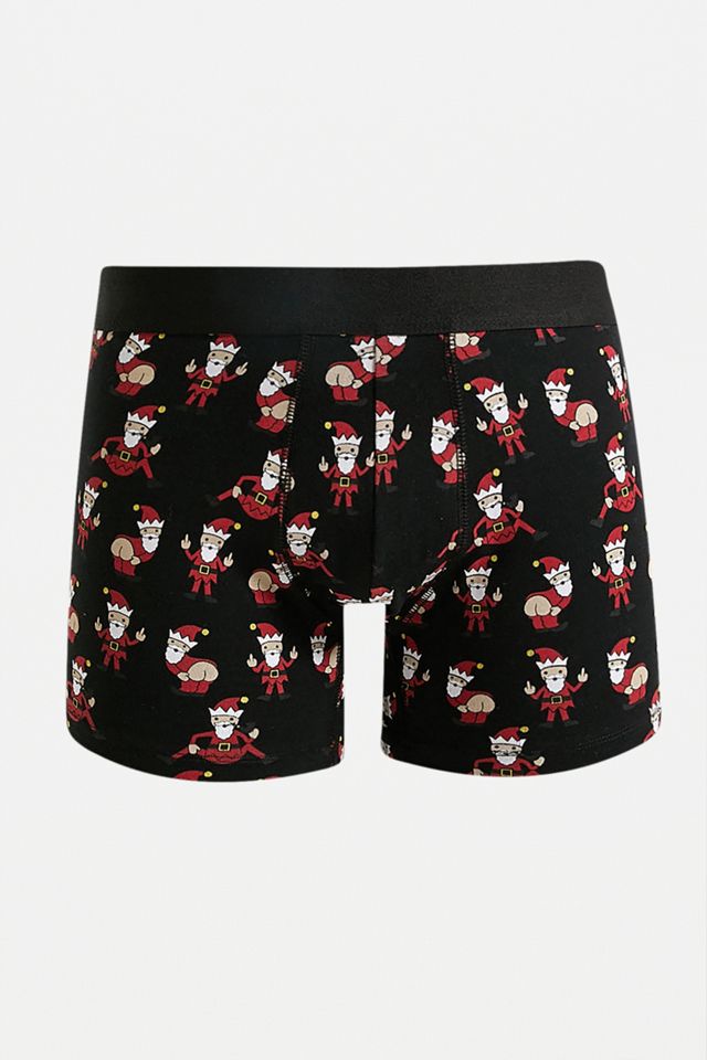 UO Black Bad Santa Boxer Trunks | Urban Outfitters UK
