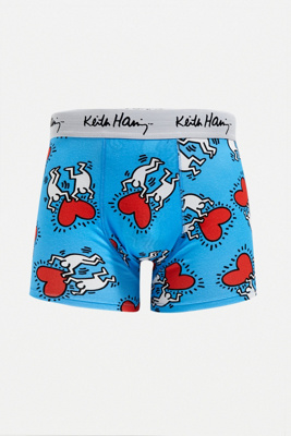Keith Haring Blue Graphic Print Boxer Trunks | Urban Outfitters UK