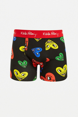 Keith Haring Heart Print Boxer Trunks | Urban Outfitters UK