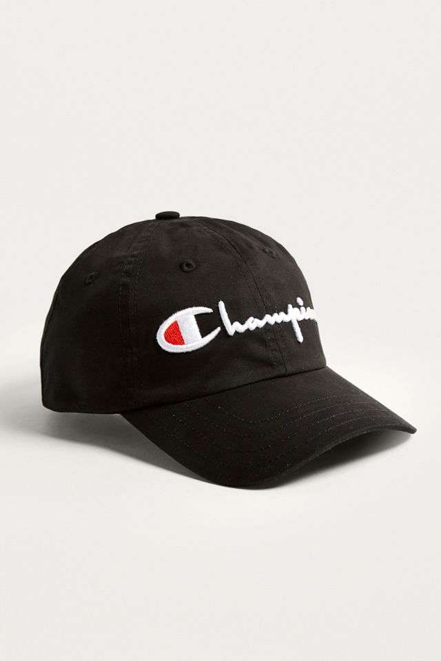 Champion Script Logo Black Cap | Urban Outfitters UK