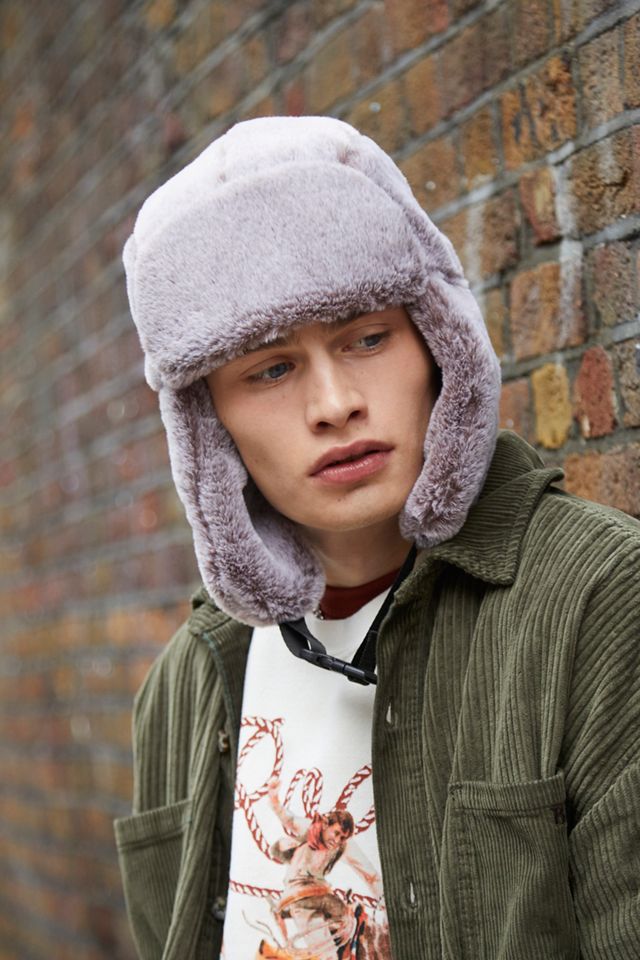 UO Grey Faux Fur Trapper Hat | Urban Outfitters UK