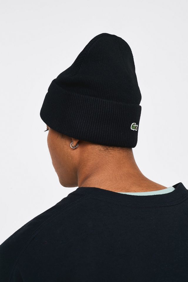 Lacoste LIVE Black Script Beanie | Urban Outfitters UK