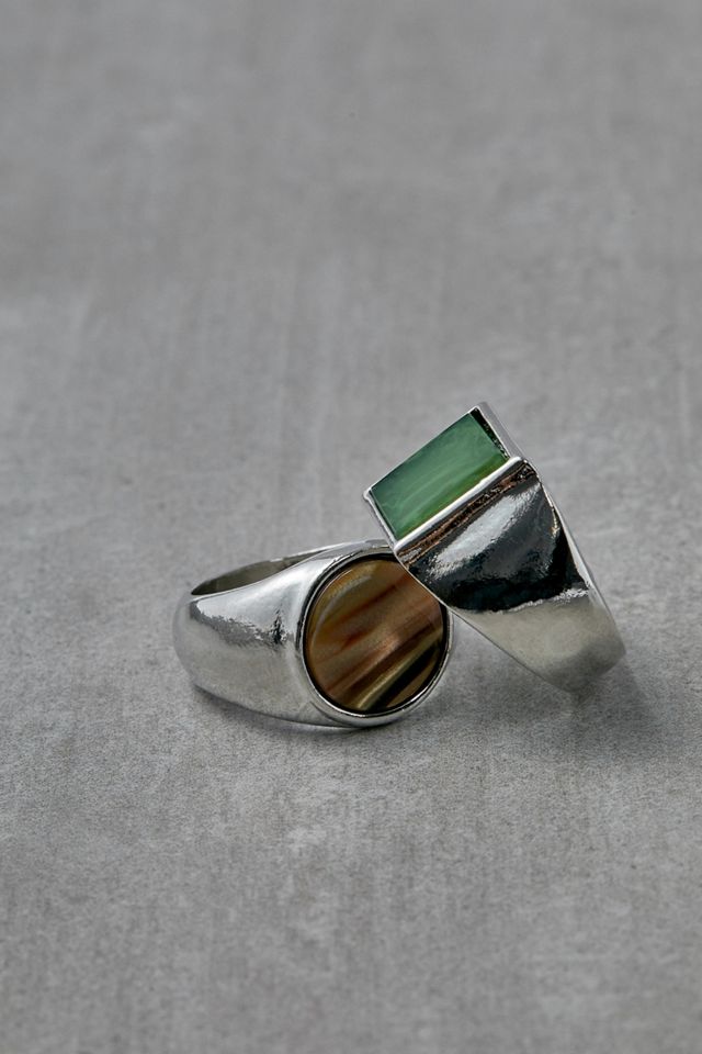 Stone Signet Ring 2-Pack | Urban Outfitters UK