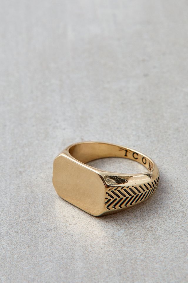 Icon Herringbone Signet Ring | Urban Outfitters UK