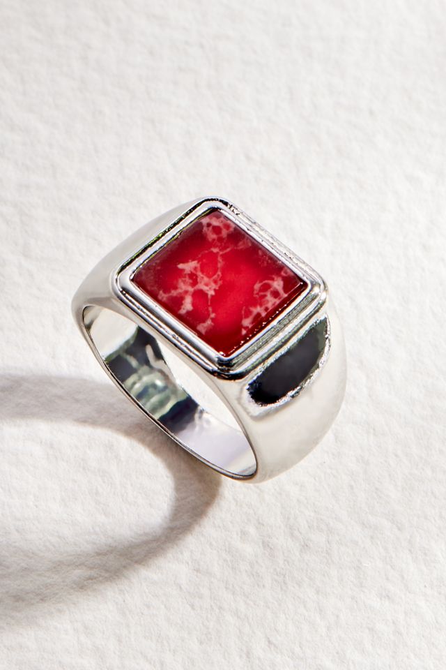 UO Plated Square Stone Ring | Urban Outfitters UK