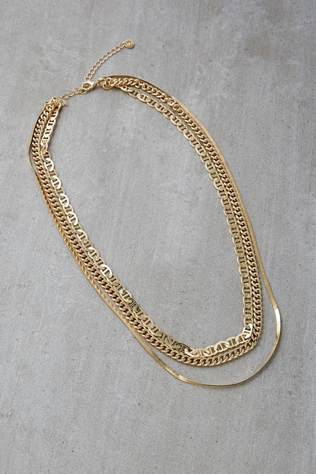 Gold-Tone Multilayer 3 Chain Necklace | Urban Outfitters UK
