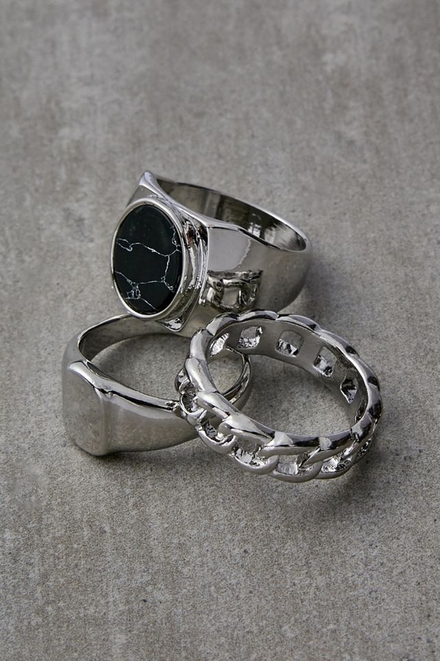 3 X Silver Ring Pack | Urban Outfitters UK
