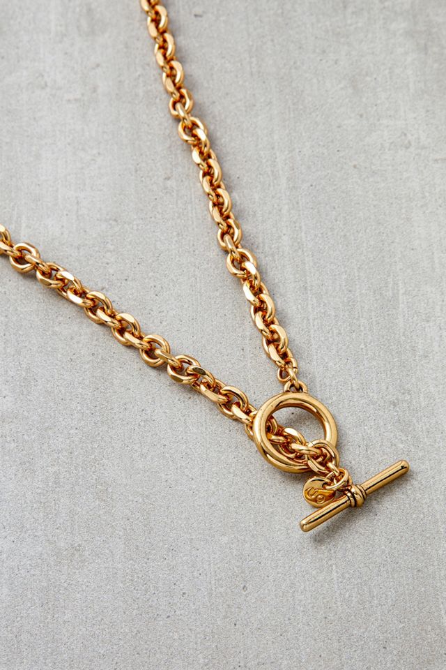 Gold-Plated T-Bar Chain Necklace | Urban Outfitters UK