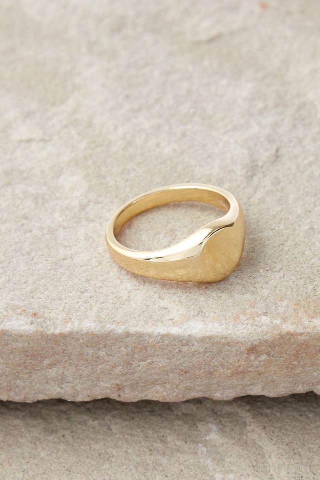Serge DeNimes Gold-Plated Oval Signet Ring | Urban Outfitters UK