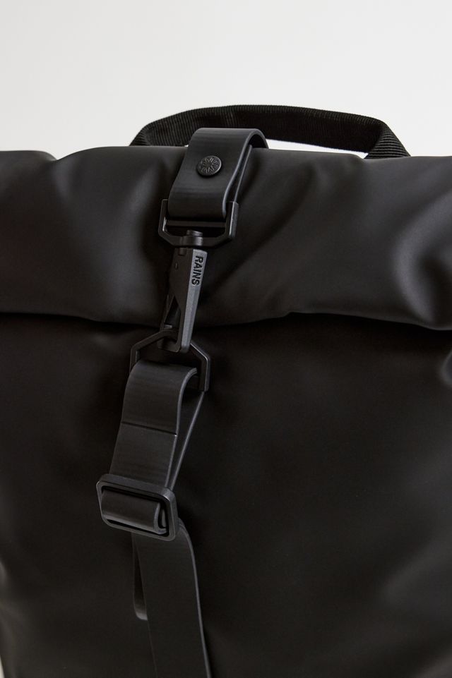 Rains Black Rolltop Rucksack | Urban Outfitters UK
