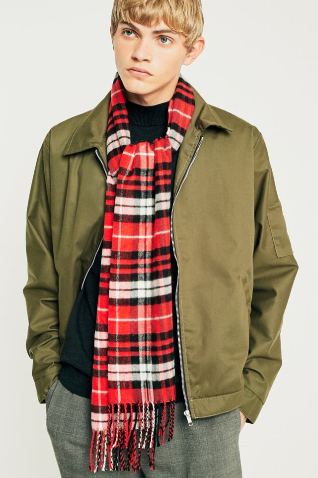UO Red Plaid Scarf | Urban Outfitters UK
