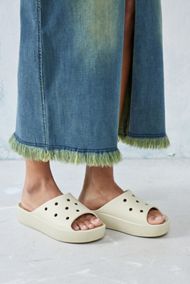 Crocs Bone Platform Sliders | Urban Outfitters UK