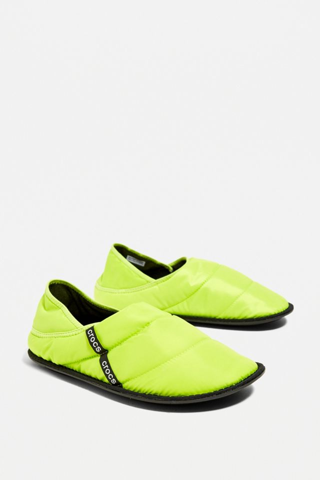Crocs Neo Puff Lined Lime Slippers | Urban Outfitters UK