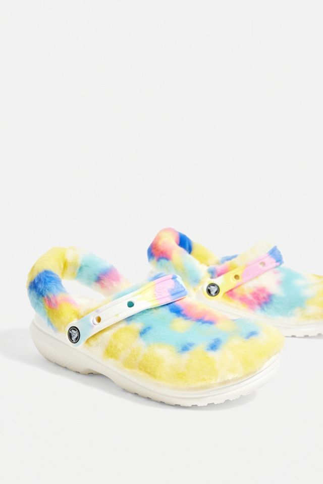 Crocs Multi & White Classic Lined Cozy Fuzz Sandals | Urban Outfitters UK
