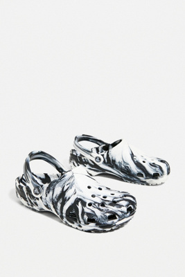 Crocs Black & White Marble Classic Clogs | Urban Outfitters UK