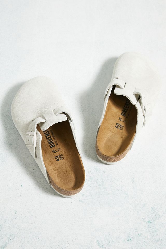 Birkenstock Boston Antique White Suede Clogs | Urban Outfitters UK