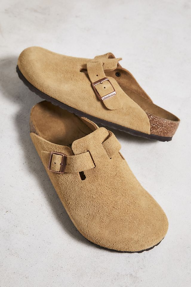 Birkenstock Latte Cream Suede Boston Clogs | Urban Outfitters UK