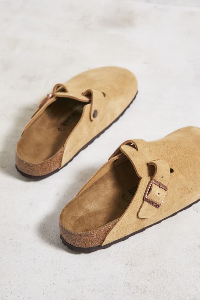 Birkenstock Latte Cream Suede Boston Clogs | Urban Outfitters UK