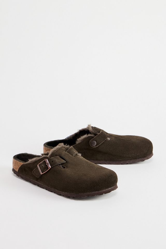 Birkenstock Brown Shearling Boston Clogs | Urban Outfitters DE