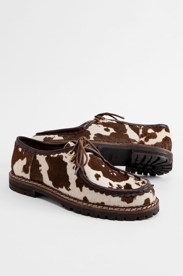 BRONX Cow Print Sor-Aya Lace-Up Boat Shoes | Urban Outfitters UK