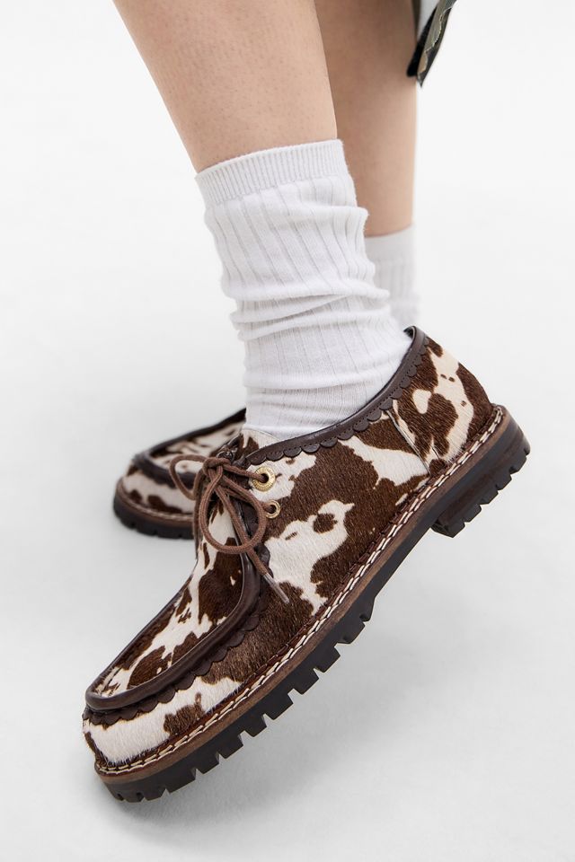 BRONX Cow Print Sor-Aya Lace-Up Boat Shoes | Urban Outfitters UK