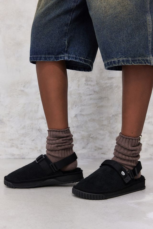 SHAKA Black Snug Suede Clogs | Urban Outfitters UK