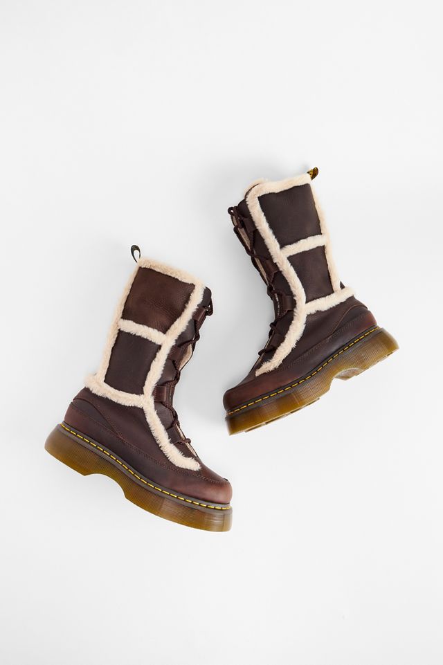 Dr. Martens Brown Buzz Lace Up Faux Fur Lined Grizzly Leather Boots ...