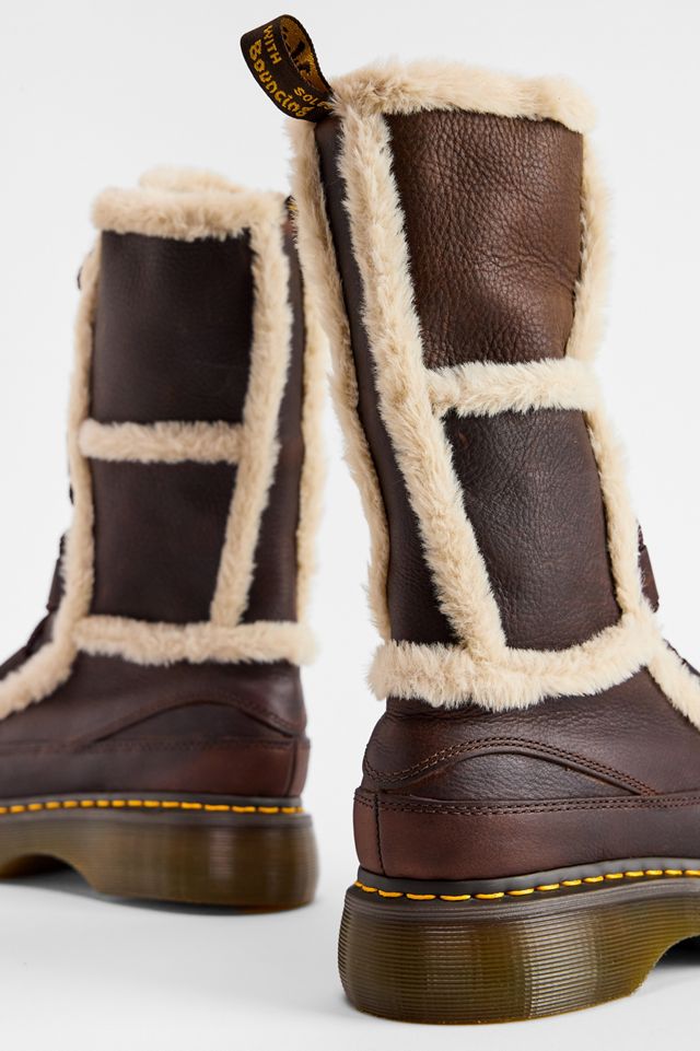 Dr. Martens Brown Buzz Lace Up Faux Fur Lined Grizzly Leather Boots ...