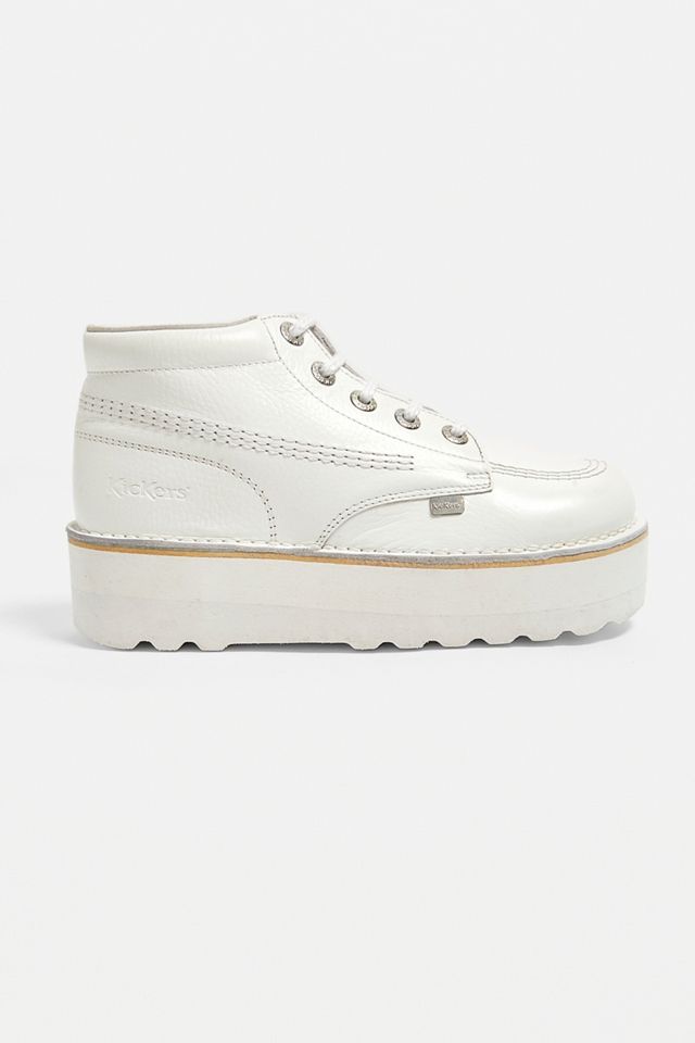 Kickers Hi Stack White Leather Boots | Urban Outfitters UK