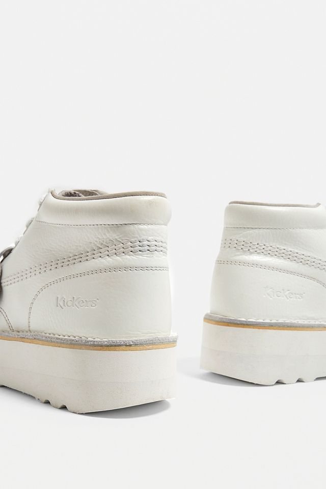 Kickers Hi Stack White Leather Boots | Urban Outfitters UK