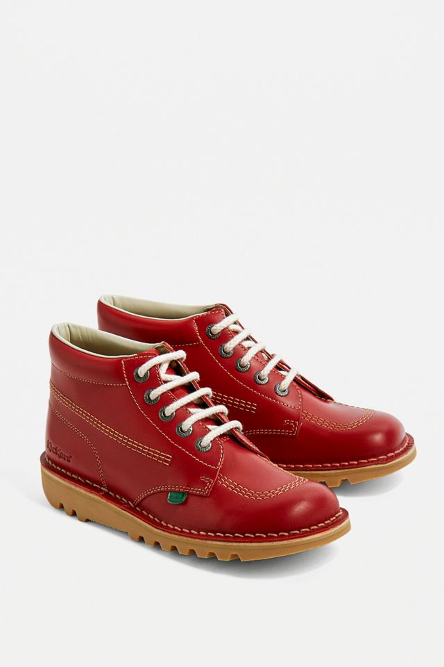 Kickers Kick Hi Red Leather Boots | Urban Outfitters UK