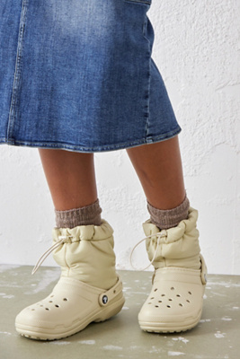 Crocs Classic Lined Neo Puff Bone Boots | Urban Outfitters UK