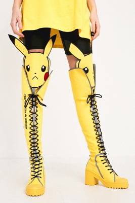 GCDS Pokemon Lace-Up Thigh-High Boots | Urban Outfitters UK