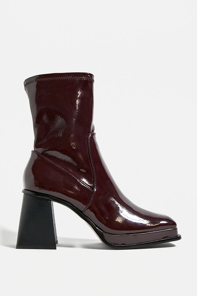 Shelly's London Patent Brown Jupiter Boots | Urban Outfitters UK