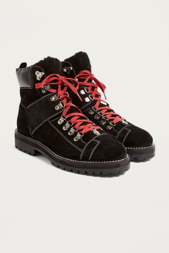 UO Bailey High Leather + Shearling Hiker Boots | Urban Outfitters UK