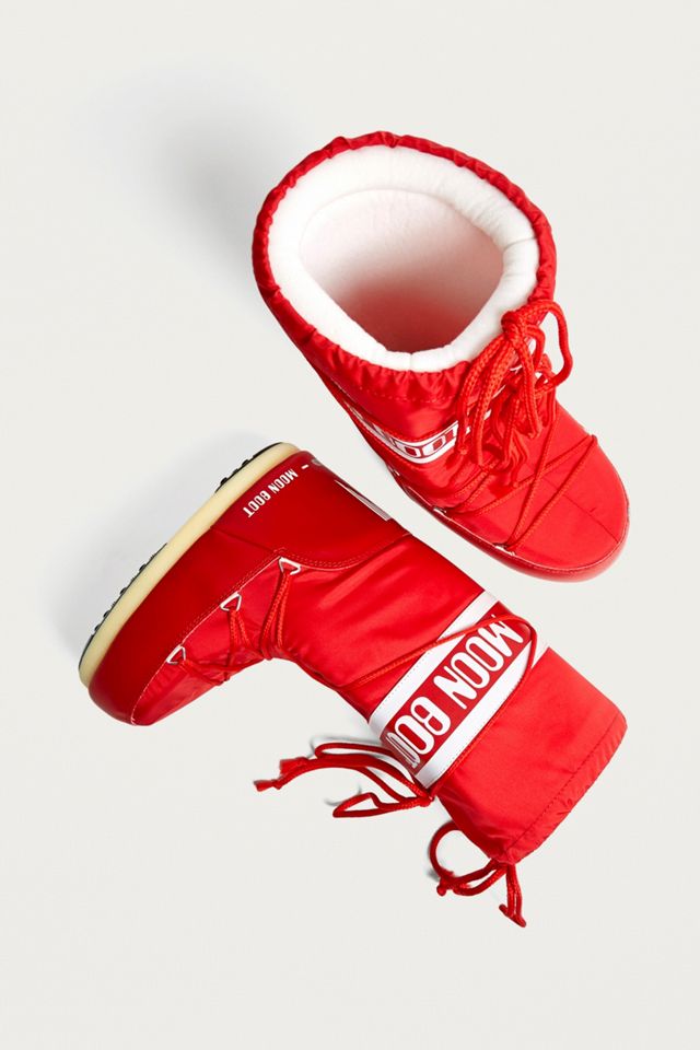 Moon Boot Technica Red Nylon Boots | Urban Outfitters UK