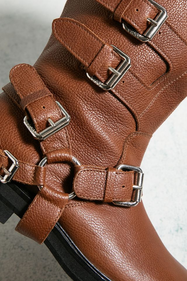 ASRA Tan Cantaloupe Leather Buckle Boots | Urban Outfitters UK