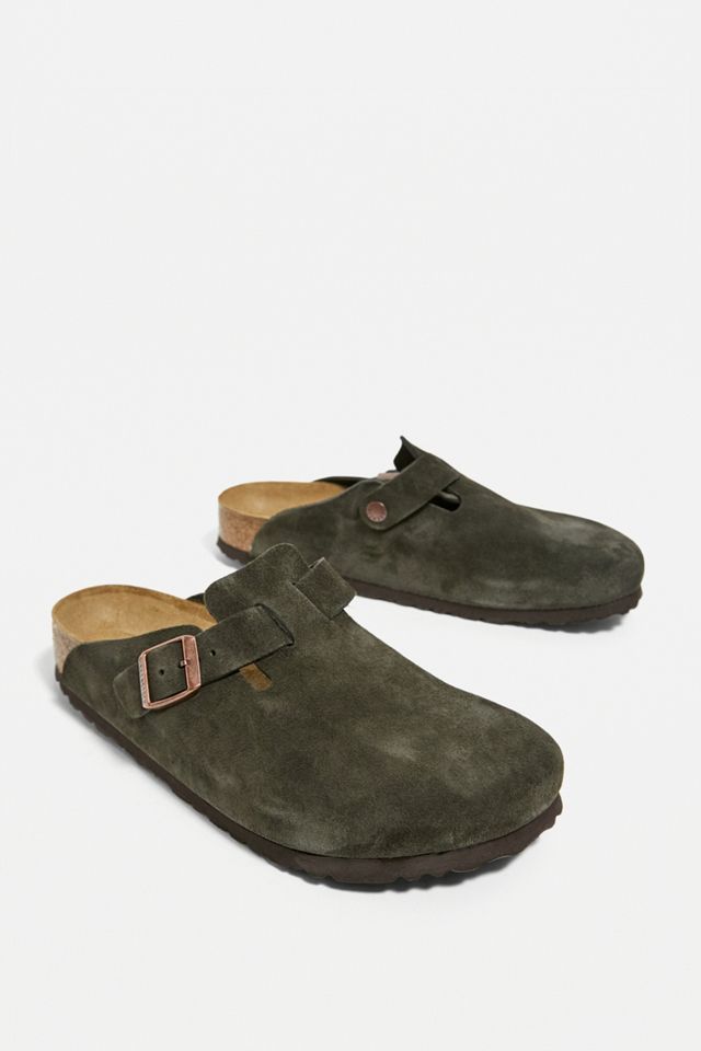 Birkenstock Boston Mocha White Suede Clogs | Urban Outfitters UK