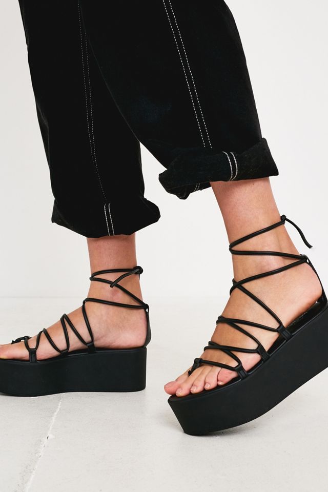 UO Asha Lace-Up Wedge Sandals | Urban Outfitters UK