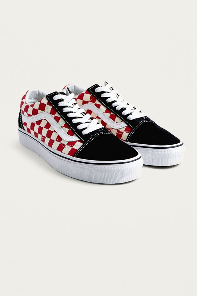 Vans Old Skool Red Checkerboard Trainers | Urban Outfitters UK