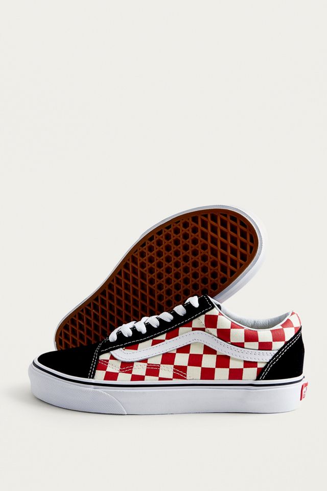 Vans Old Skool Red Checkerboard Trainers | Urban Outfitters UK
