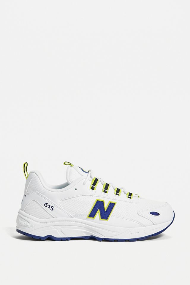 New Balance 615 White & Neon Trainers | Urban Outfitters UK