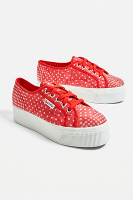 Superga 2790 Red Check Platform Trainers | Urban Outfitters UK