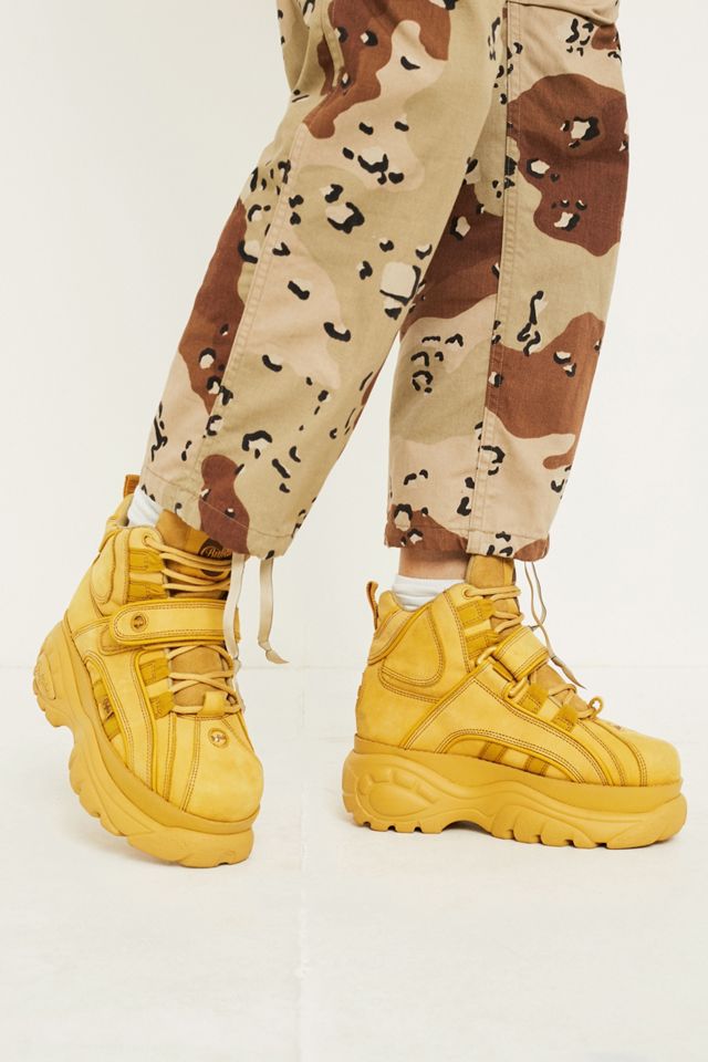 Buffalo Beige Leather Hi-Top Platform Trainers | Urban Outfitters UK