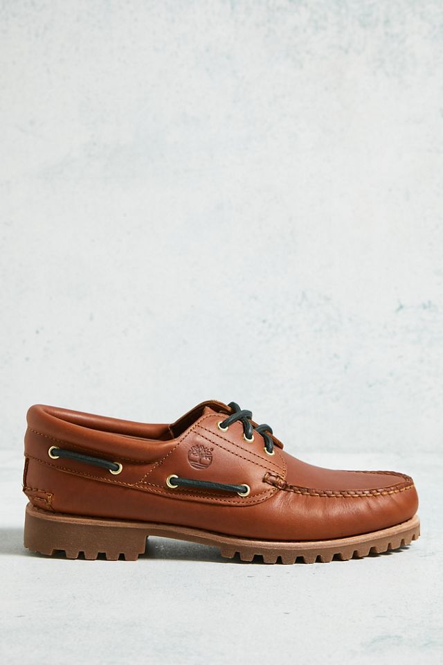 Timberland Brown Full Grain Leather 3-Eyelet Lug Boat Shoes | Urban ...