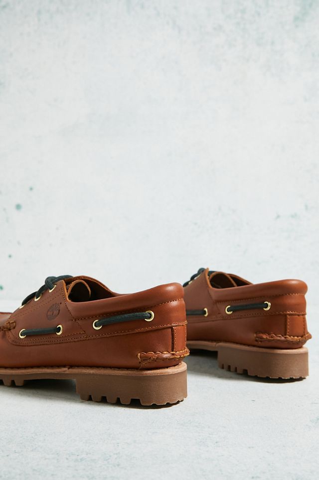 Timberland Brown Full Grain Leather 3-Eyelet Lug Boat Shoes | Urban ...