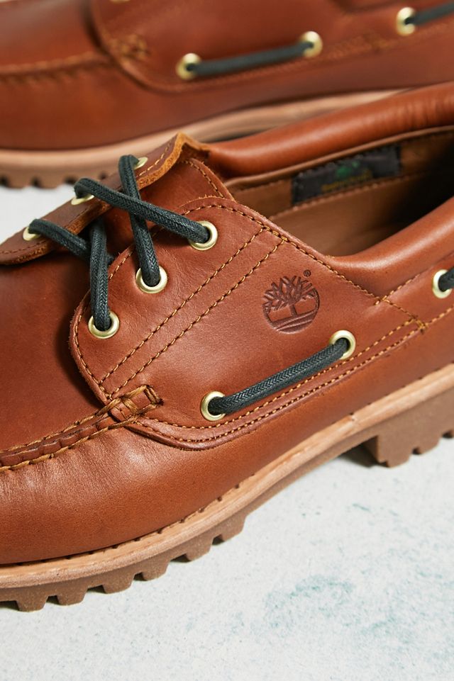Timberland Brown Full Grain Leather 3-Eyelet Lug Boat Shoes | Urban ...
