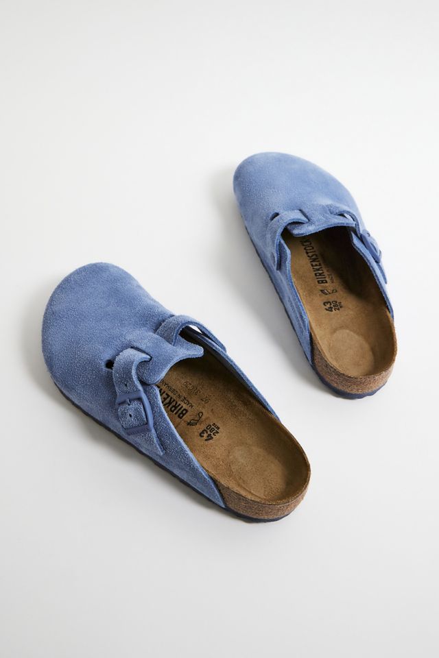 Birkenstock Elemental Blue Suede Boston Clogs | Urban Outfitters UK
