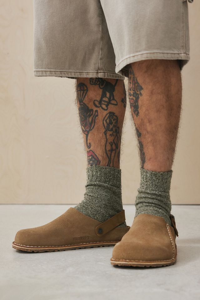 Birkenstock Taupe Lutry Premium Suede Slippers | Urban Outfitters UK