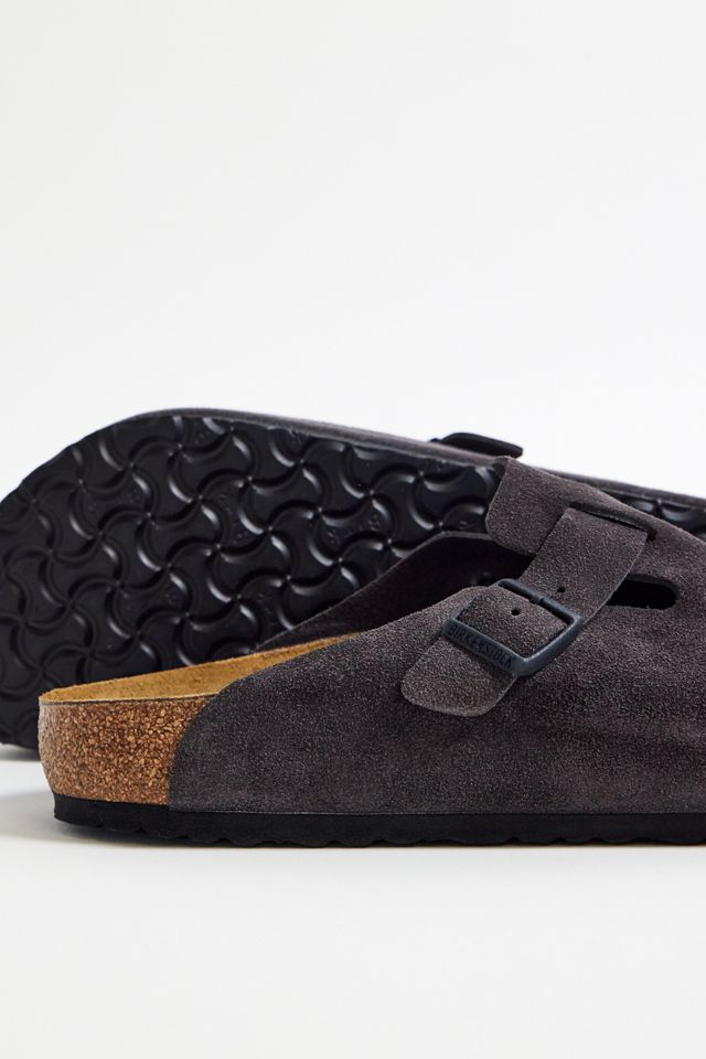Birkenstock Velvet Gray Suede Boston Clogs | Urban Outfitters UK